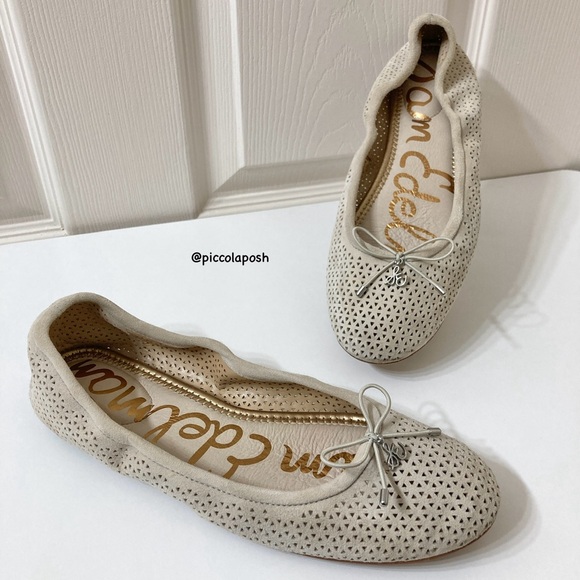 Sam Edelman | Shoes | Sam Edelman Felicia Perforated Suede Ballet Flats ...
